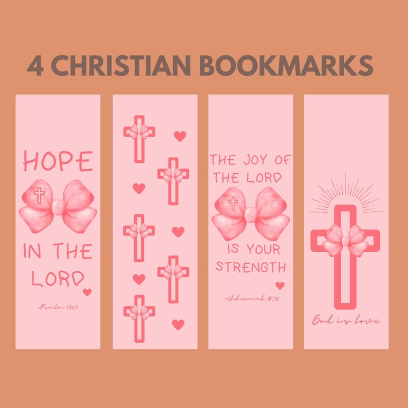 4 Bible Christian Cross Bow Bookmarks | Scripture Bookmarks | Digital ...