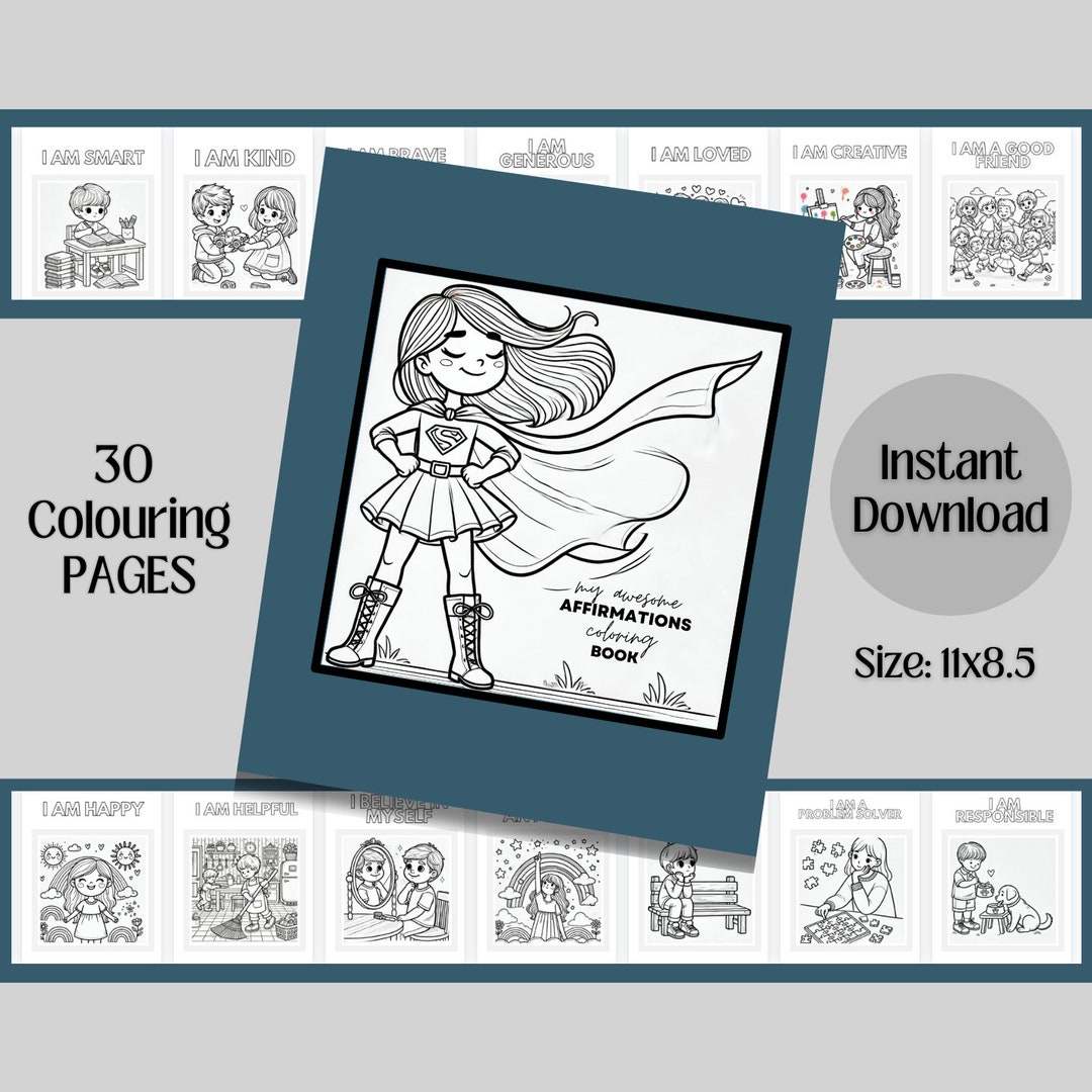 Kids Positive Affirmations Coloring Pages (PDF Download) - Etsy