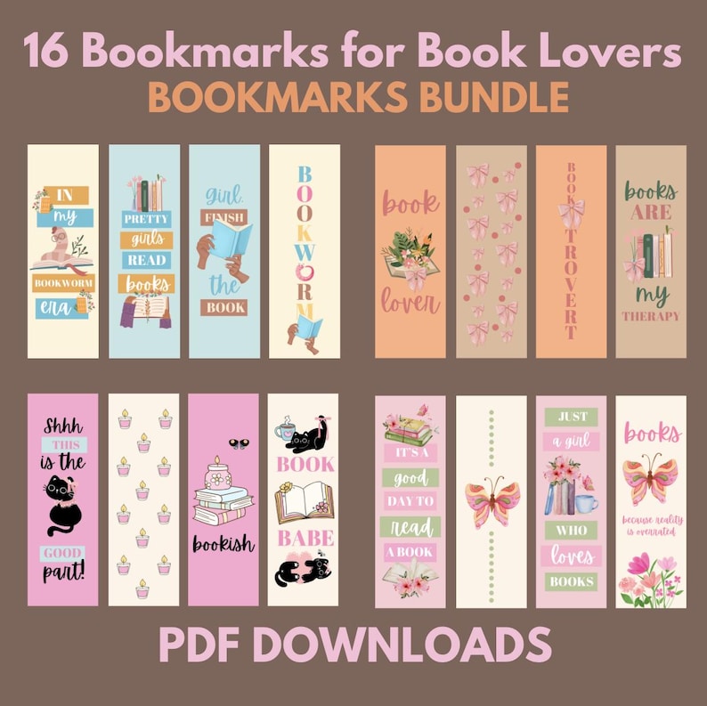 Coquette Printable Bookmarks Bundle, Reading Social Club 64 PDF ...