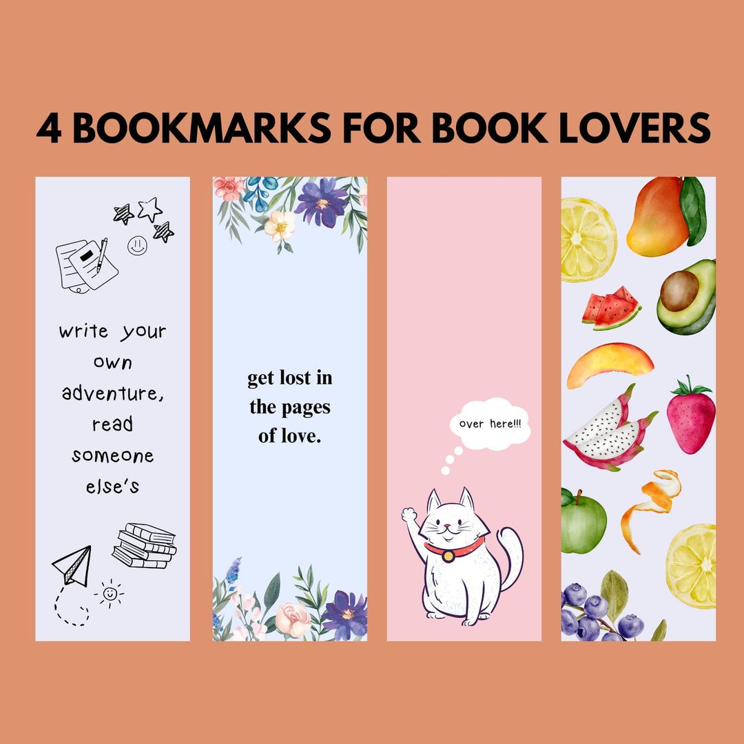 4 CUTE Bookmarks for Book Lovers | Colorful Design | Bookish Bookmark ...