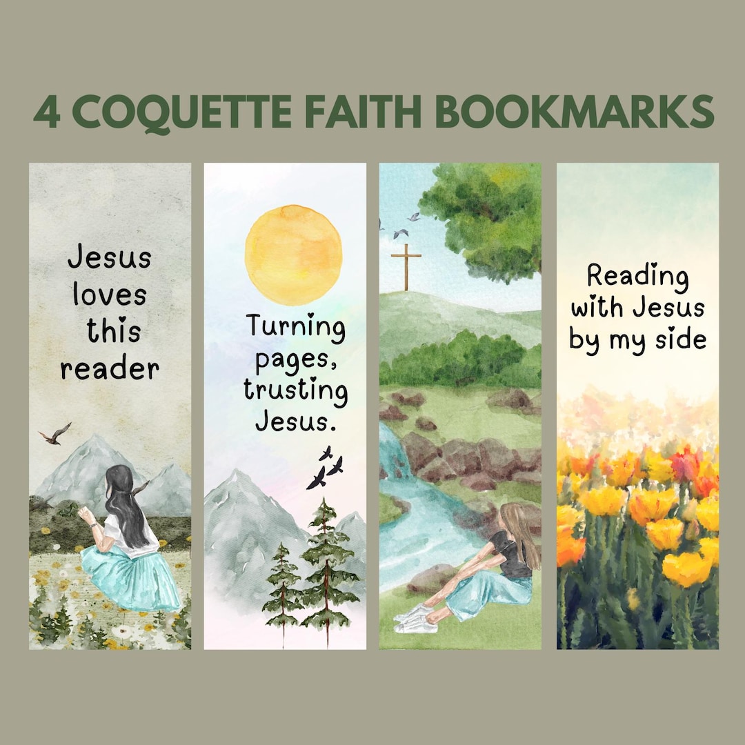 4 Bible Christian Bookmarks | Paint Bible Study Bookmarks | Digital ...