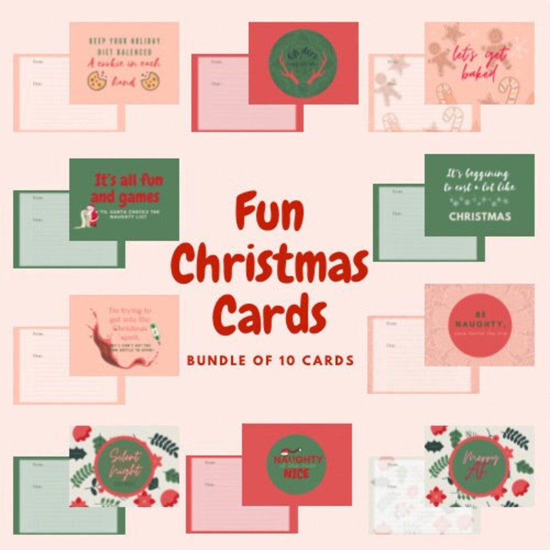 Christmas Cards Bundle, Printable, Digital Prints, Christmas Post Cards ...