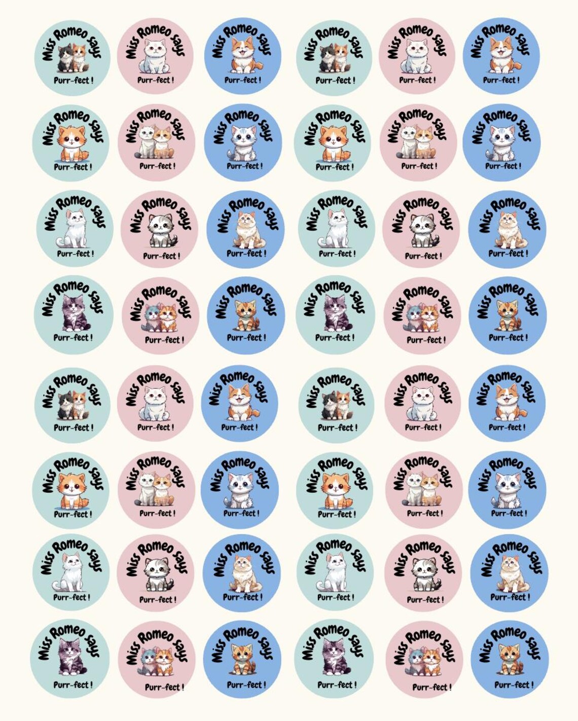 Well Done Stickers - 24 Teacher Stickers - Pawsome Work! | Purr-fect ...