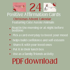 24 Positive Affirmations Advent Calendar Cards | Christmas Theme With ...