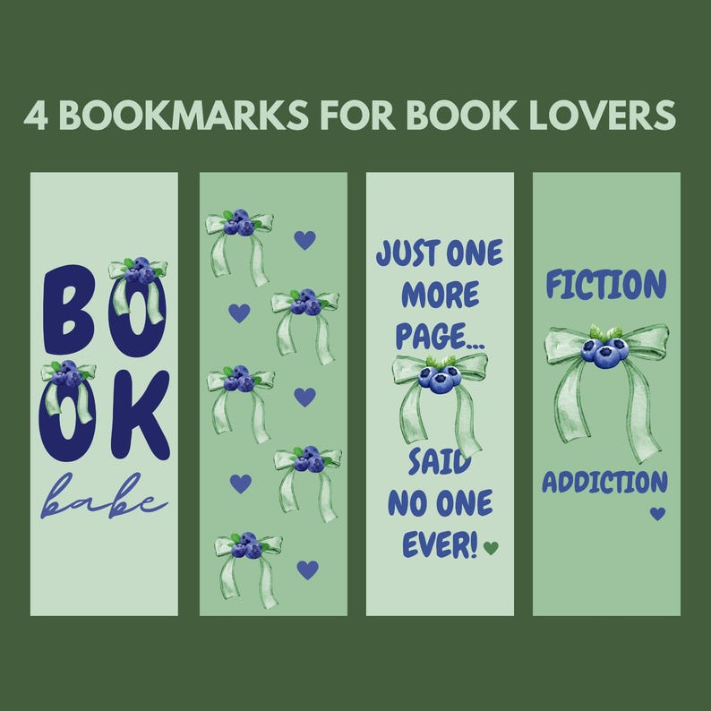 Fruit Bookmarks | Green Coquette Bow, Summer Reader Gifts (digital ...