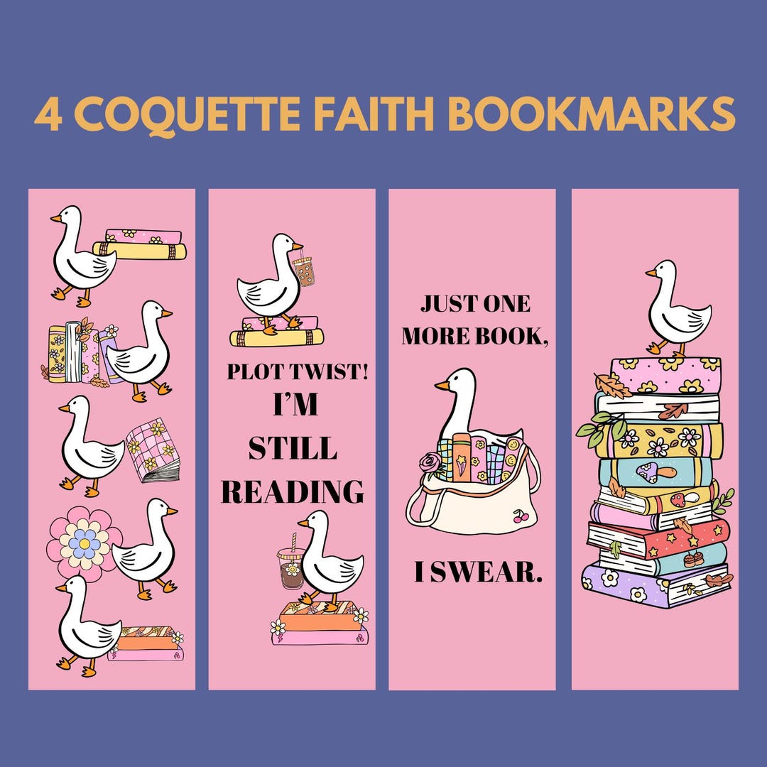 Silly Goose Bookmarks: Colorful Book Lover Gift (PDF & PNG) - Etsy