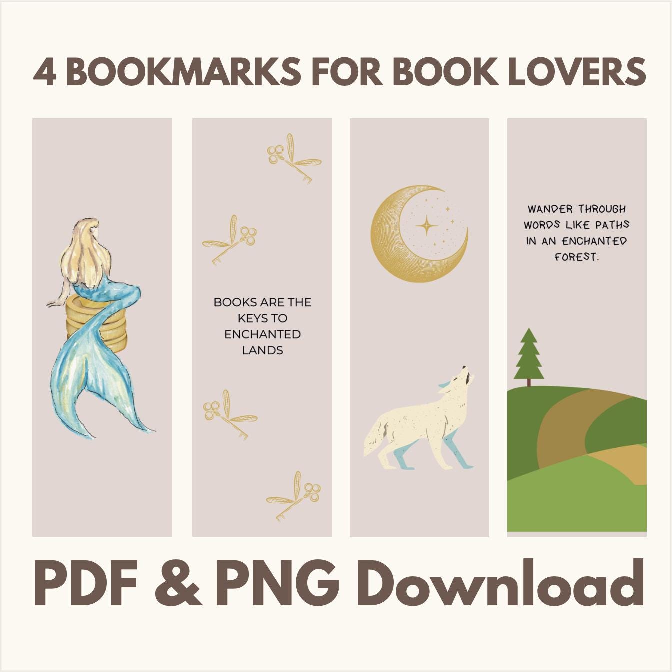 Fantasy Bookmarks Set 4 Bookmarks for Fantasy Lovers Digital Download ...