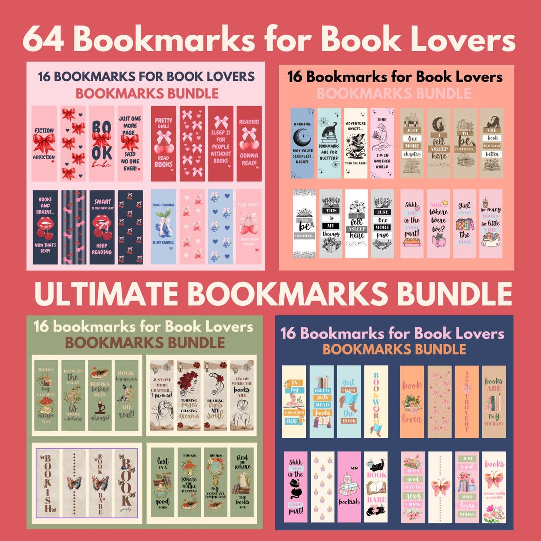 Coquette Bookmarks BIG Bundle: 64 Book Lover Designs (digital Download ...