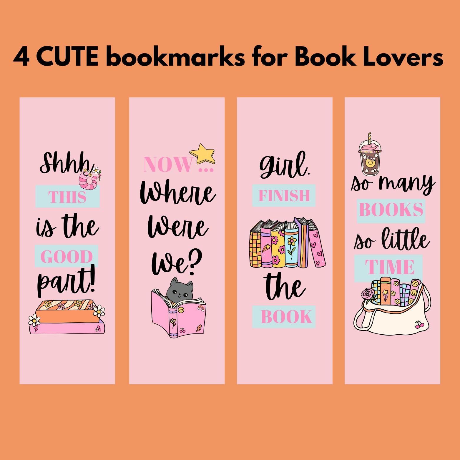 4 CUTE Bookmarks for Book Lovers | Colorful Design | Cat Lovers ...