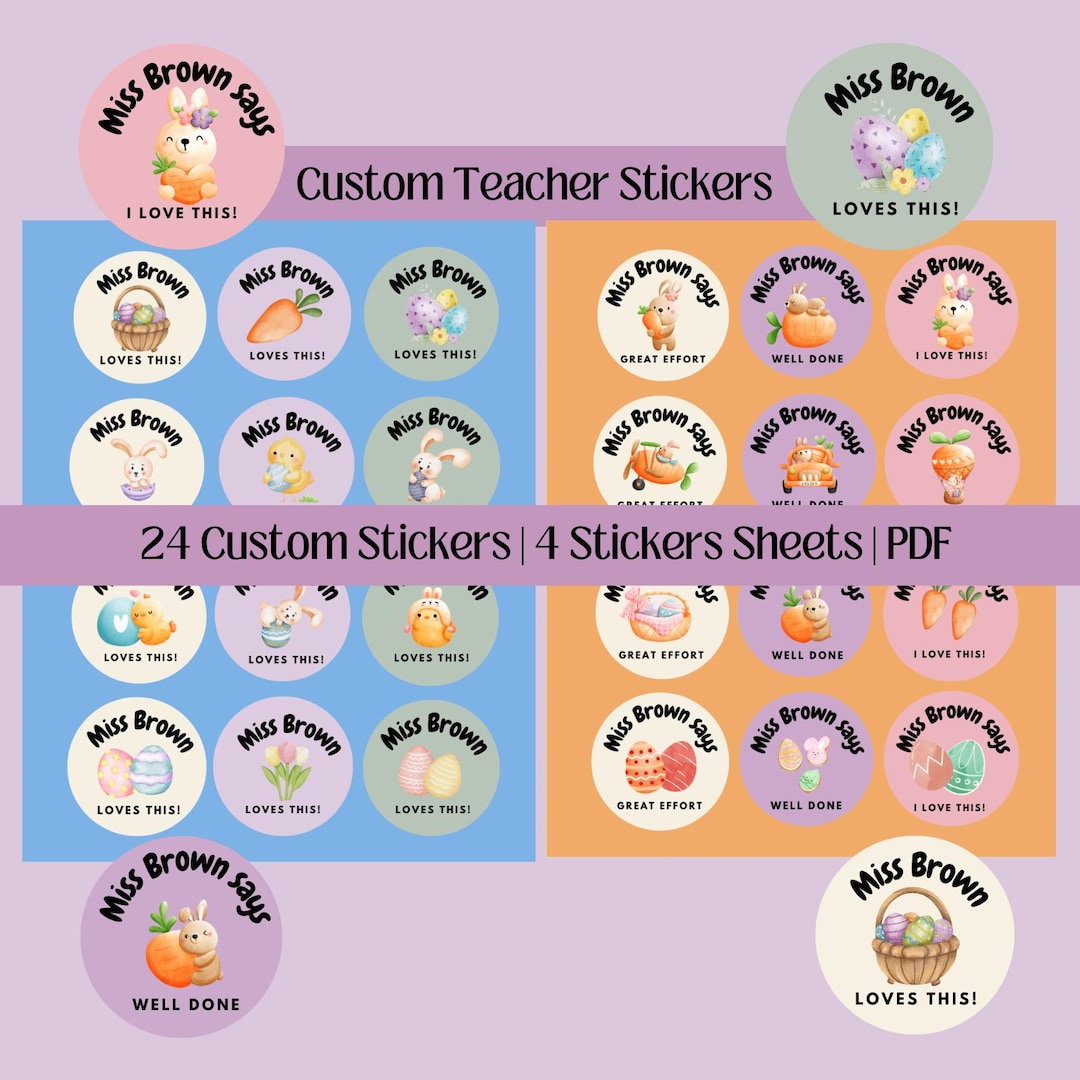 Cute Easter Well Done Stickers - PDF Stickers - Reward Stickers - 4 ...