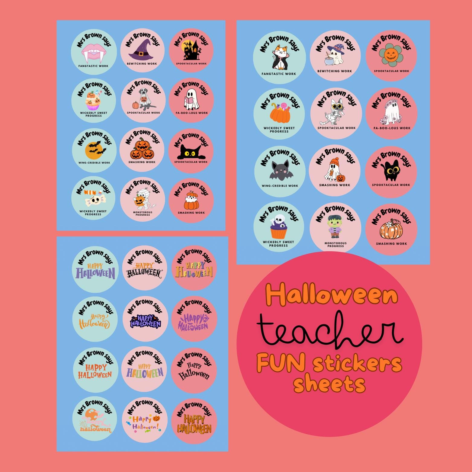 Halloween Teacher Stickers: 36 Personalized Reward Stickers (PDF ...