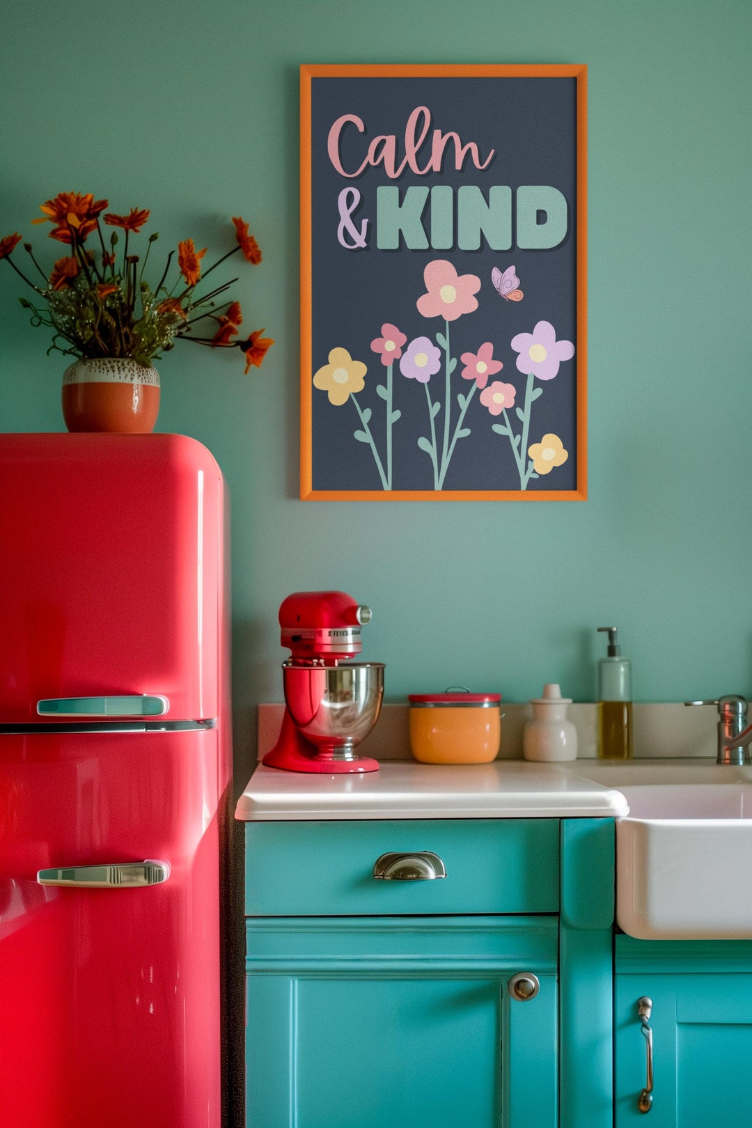 Kind and Calm Digital Download Wall Art | Floral Design | Positive ...