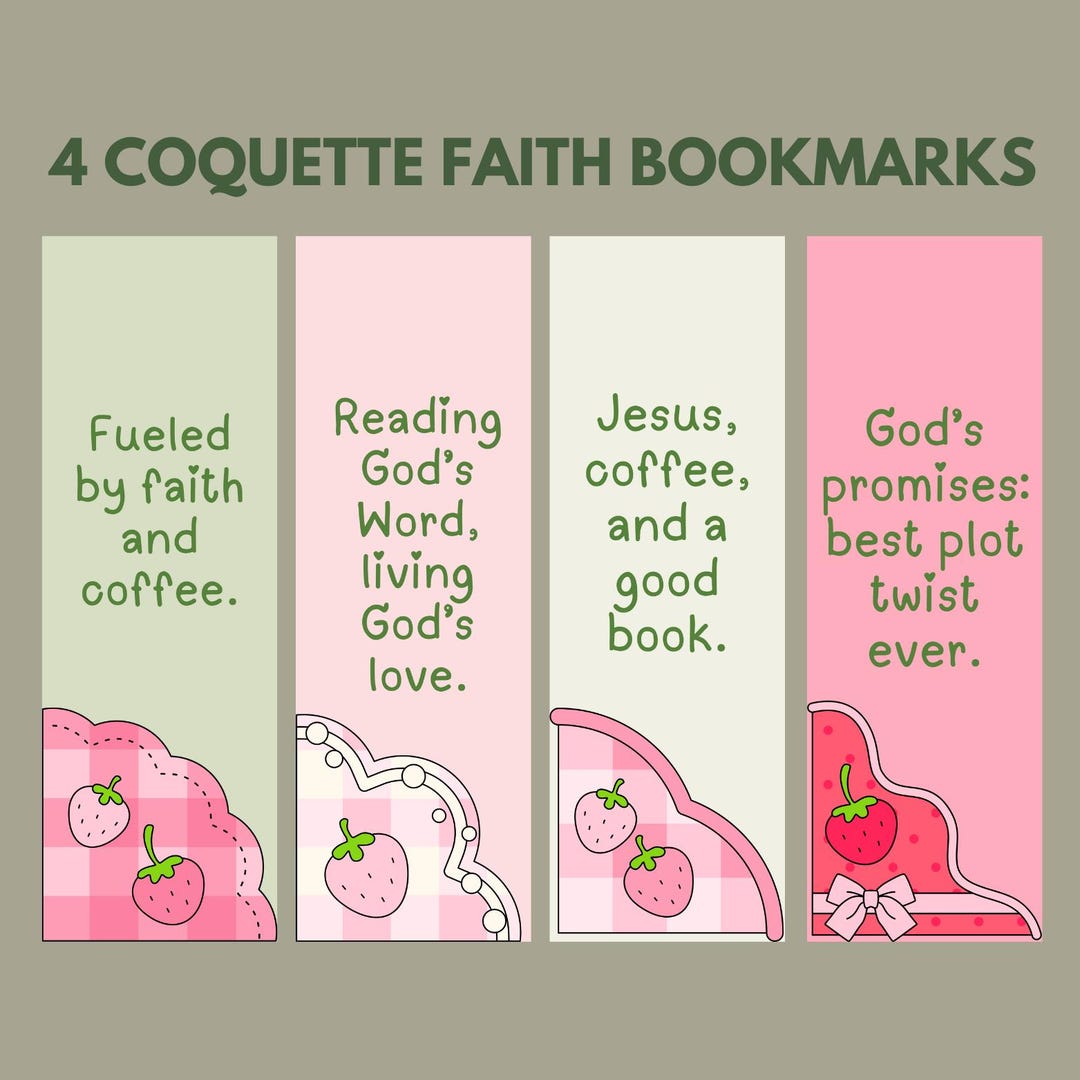 Christian Strawberry Bookmarks: Bible Verse Set (PDF & PNG) - Etsy