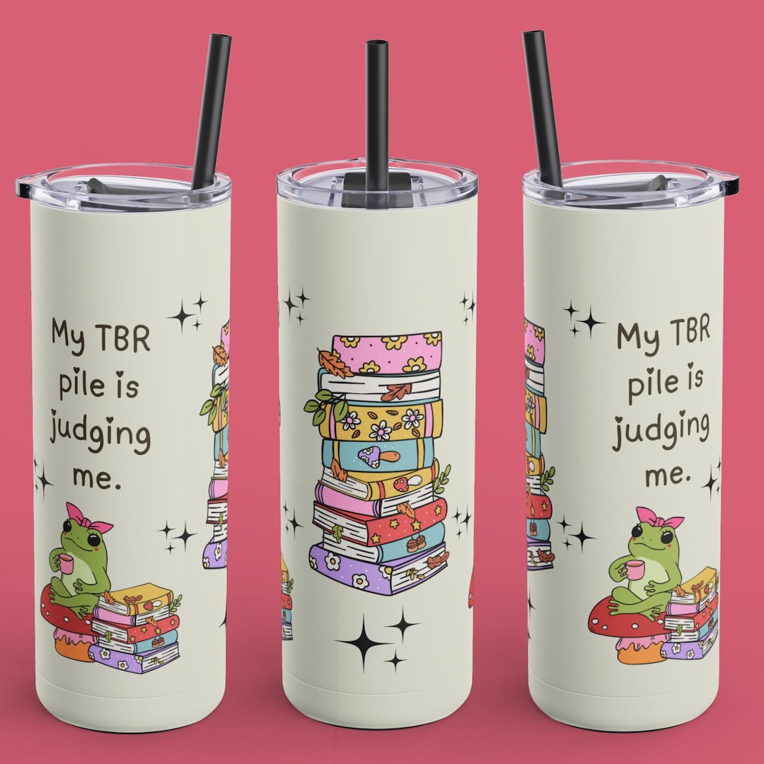 TBR Retro Bookish Design | Skinny Tumbler Wrap | Funny Cute Frog ...