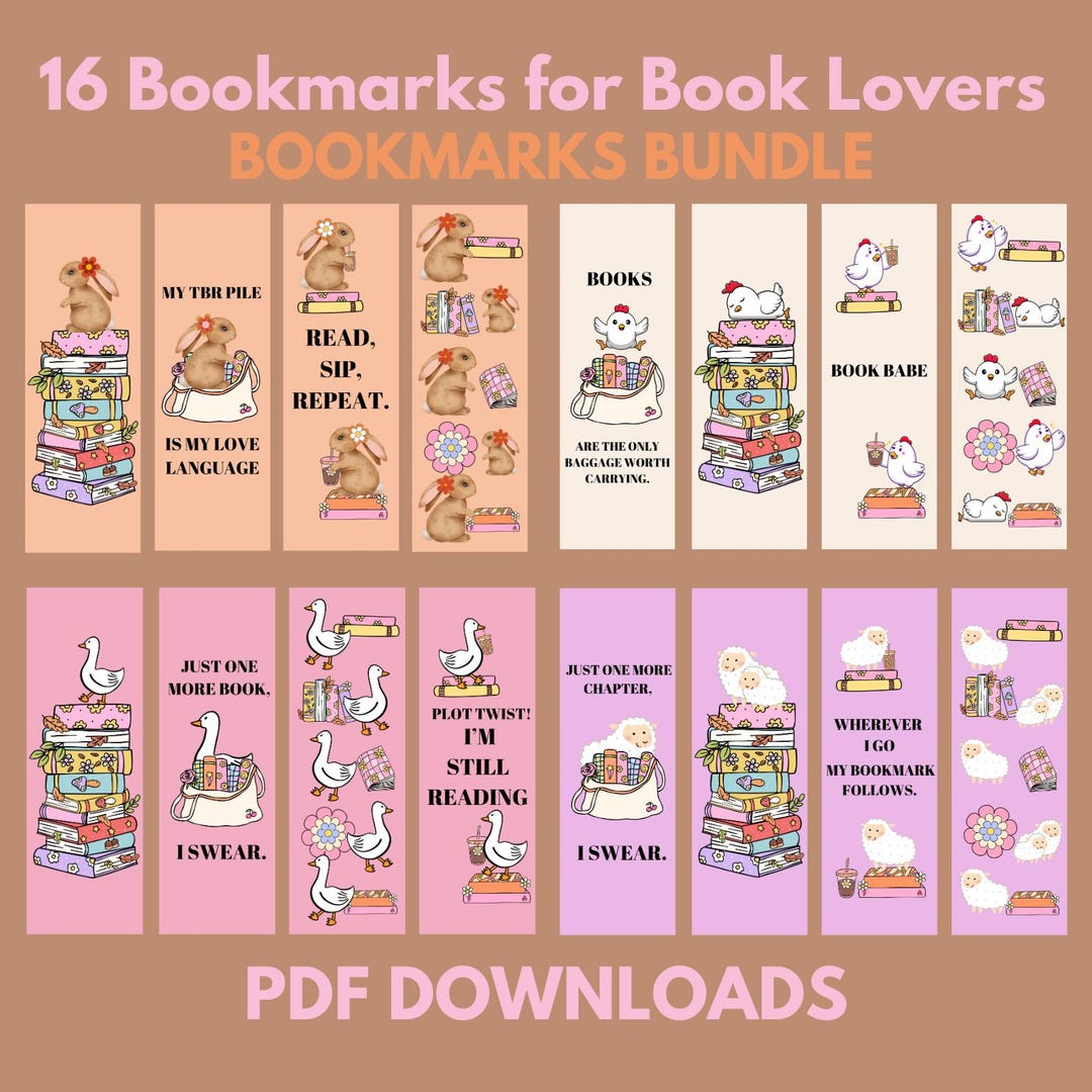 Bookmarks Bundle | Book Lovers | Cute Farm Animals | 16 Bookmarks for ...