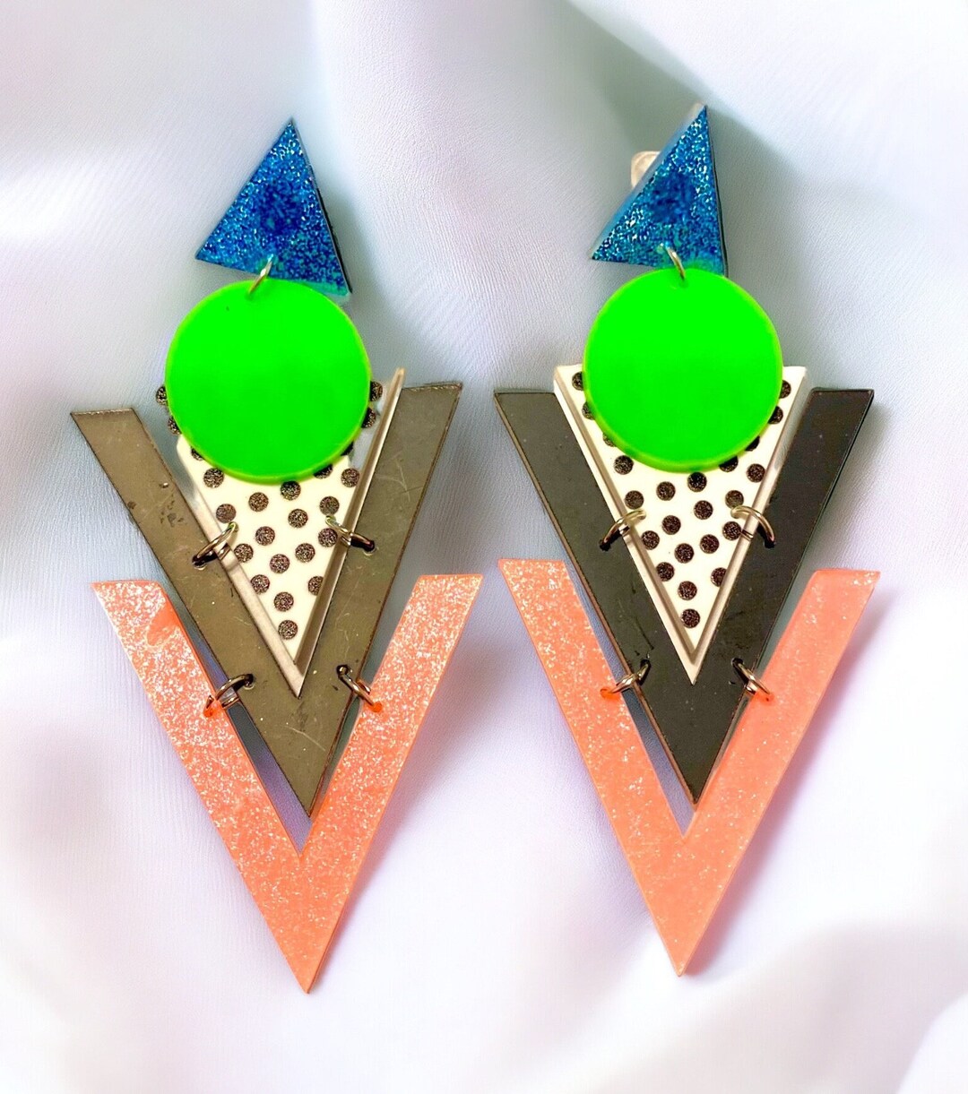 Abstract Acrylic Drop Earrings 80s 90s Theme Party Accessories, 80s ...