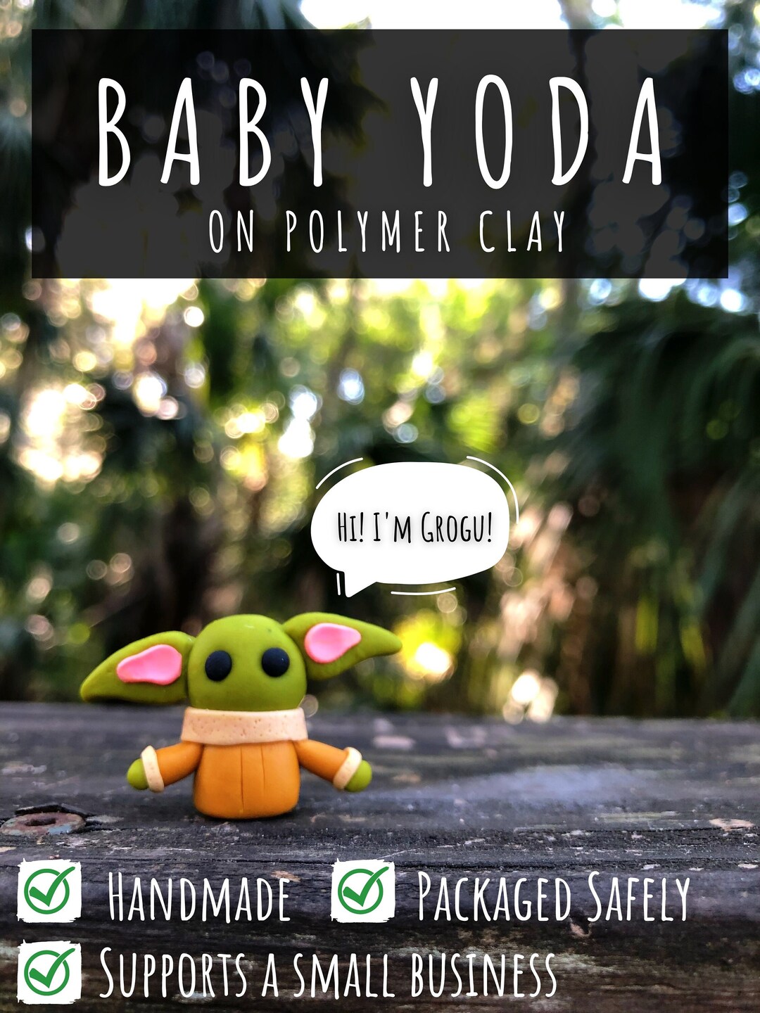 Baby Yoda Clay Figure Adopt a Grogu Handmade Star Wars - Etsy