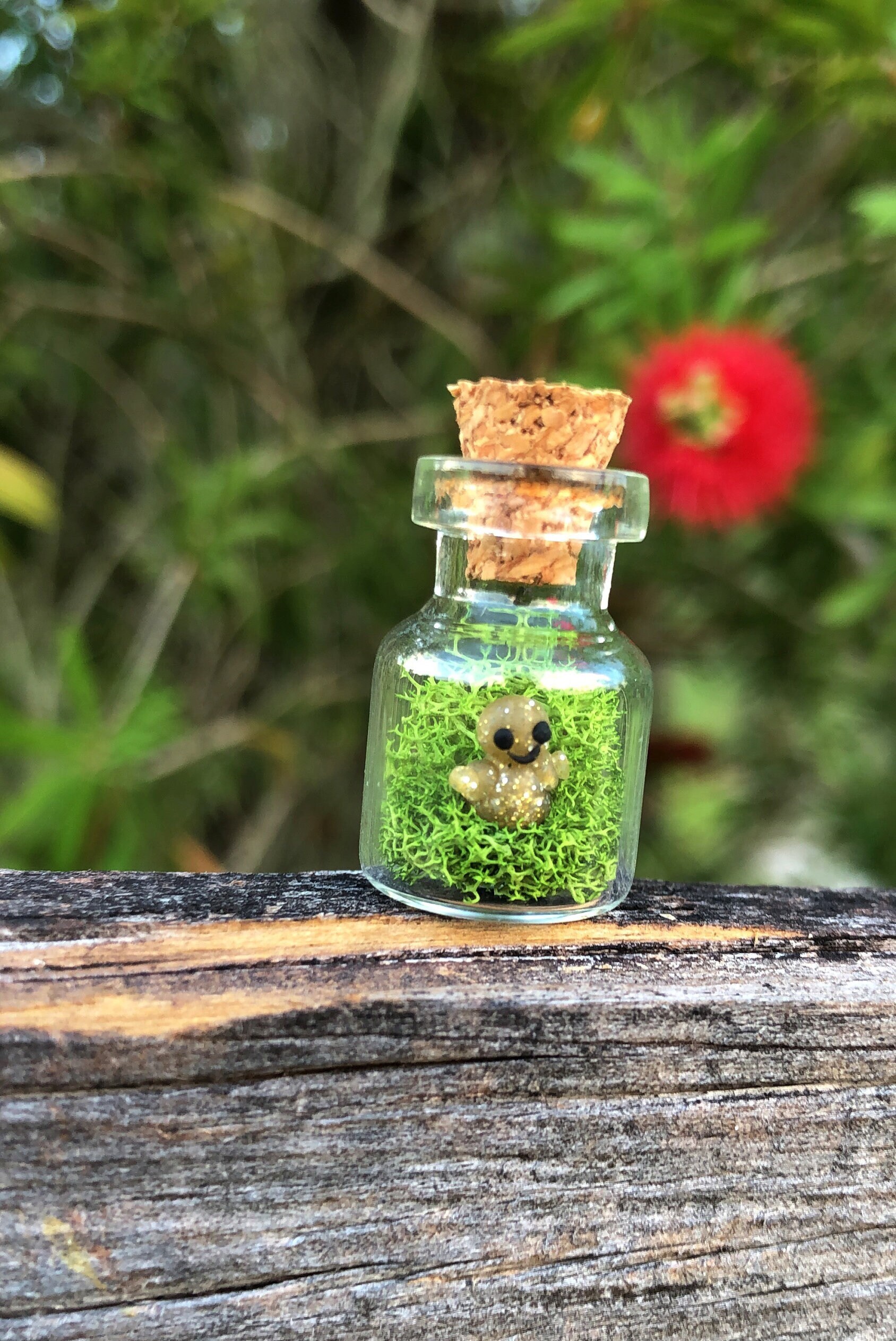 Golden Pet Rock in a Bottle Handmade Clay Ornament Glitter Rock Charm ...