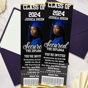 Editable Graduation Ceremony Ticket Edit in Canva - Etsy