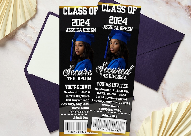 Editable Graduation Ceremony Ticket Edit in Canva - Etsy