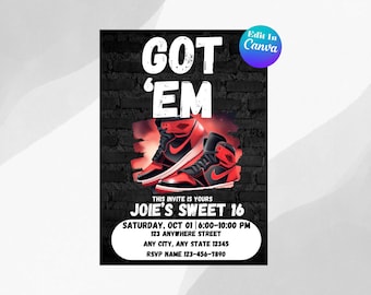 Sneaker Head Jordan Lover Shoe Box Birthday Invitation Fully Editable ...