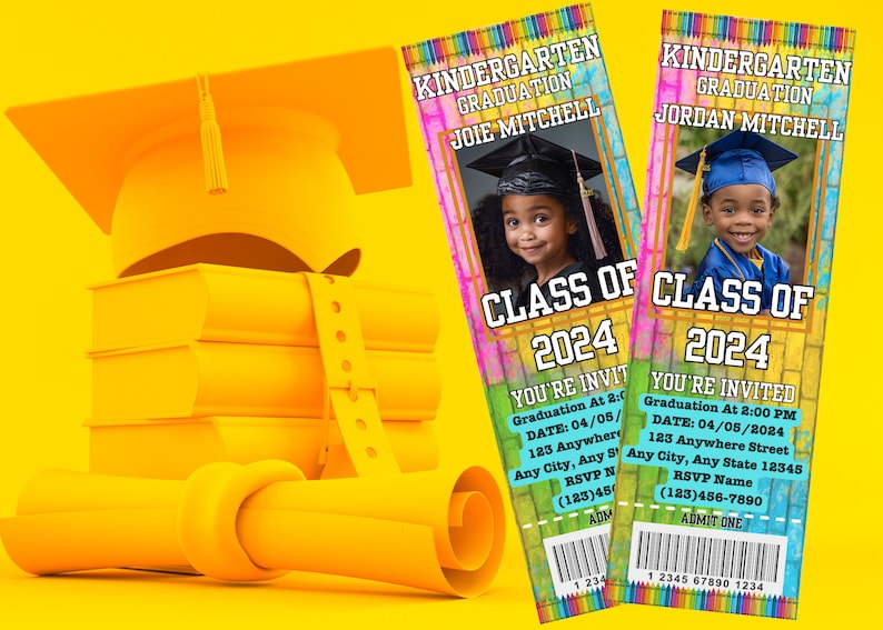 Editable Kindergarten Graduation Ceremony Ticket Edit in Canva - Etsy