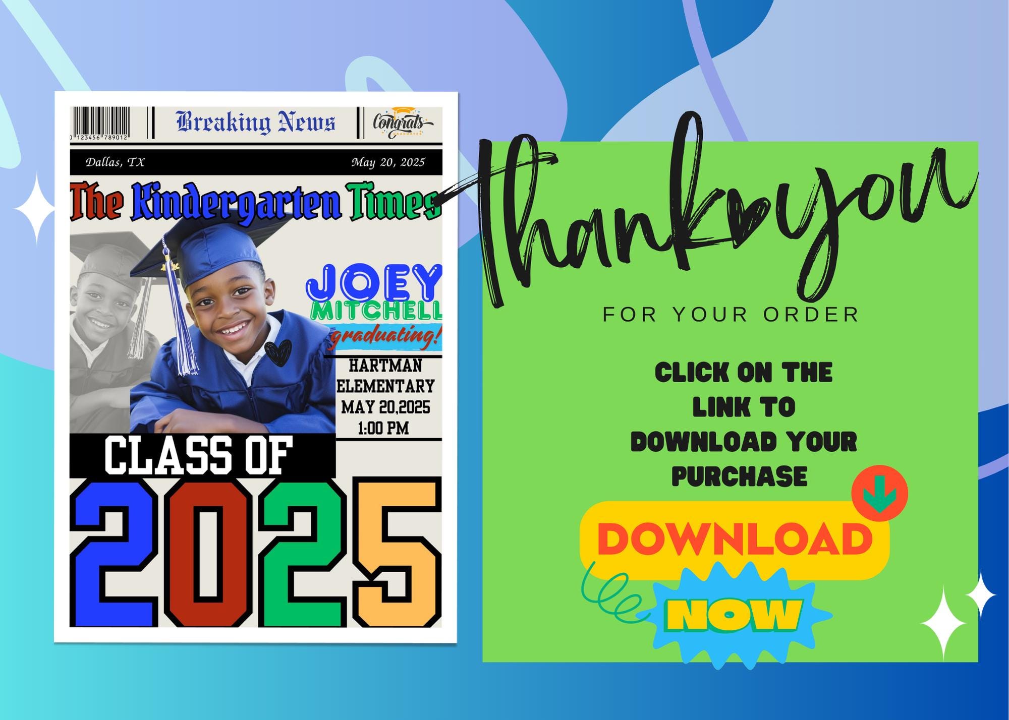 Editable Kindergarten Graduation Template | 5x7 Pre-k Graduation ...
