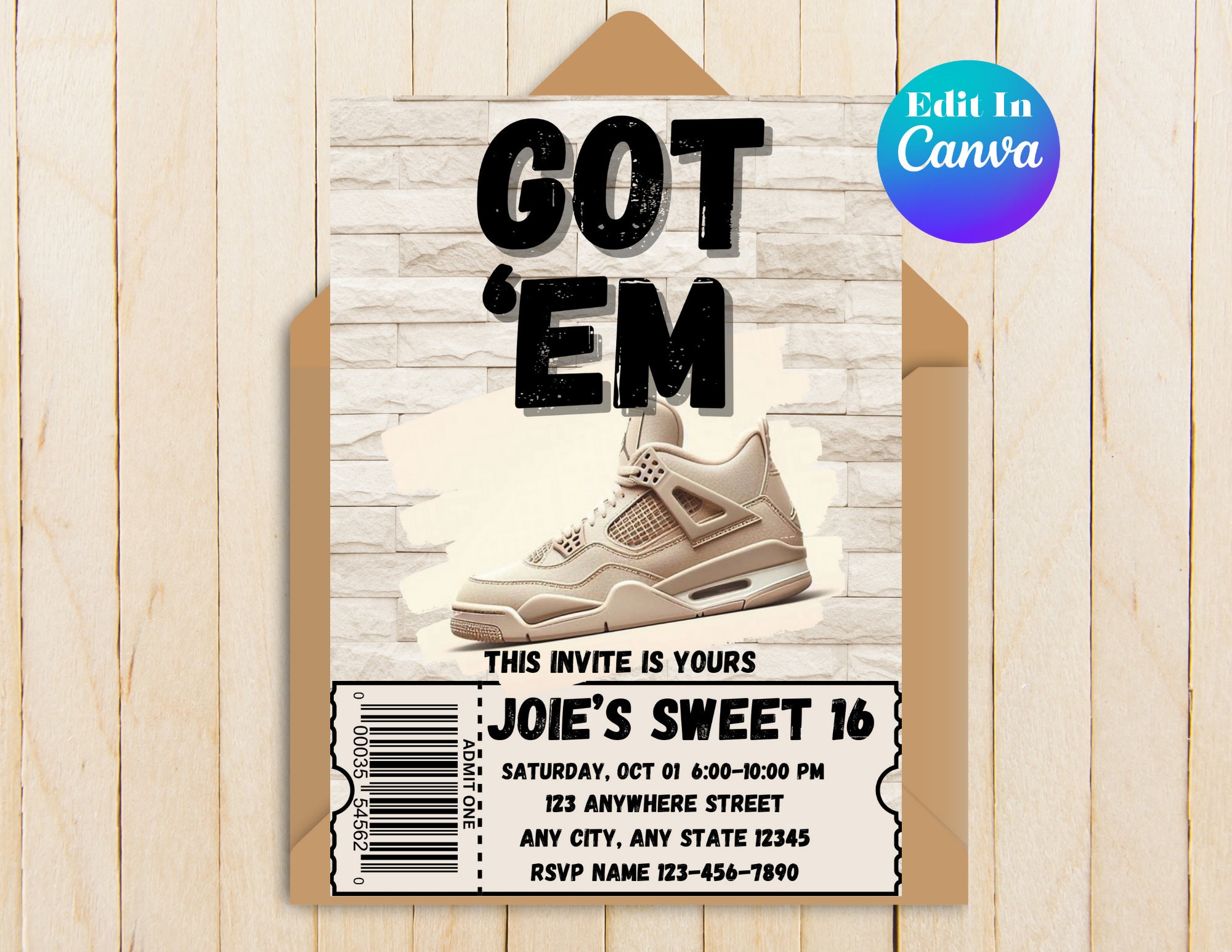Editable Sneaker Birthday Invitation - Etsy