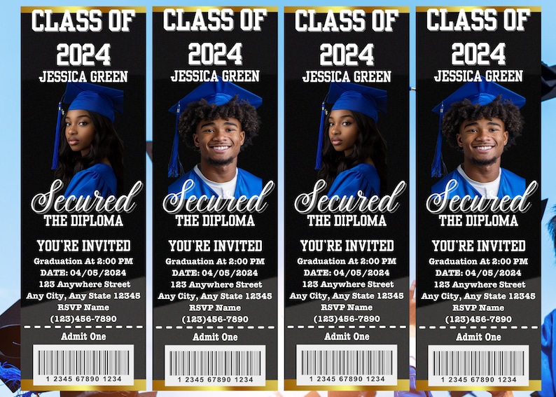 Editable Graduation Ceremony Ticket Edit in Canva - Etsy