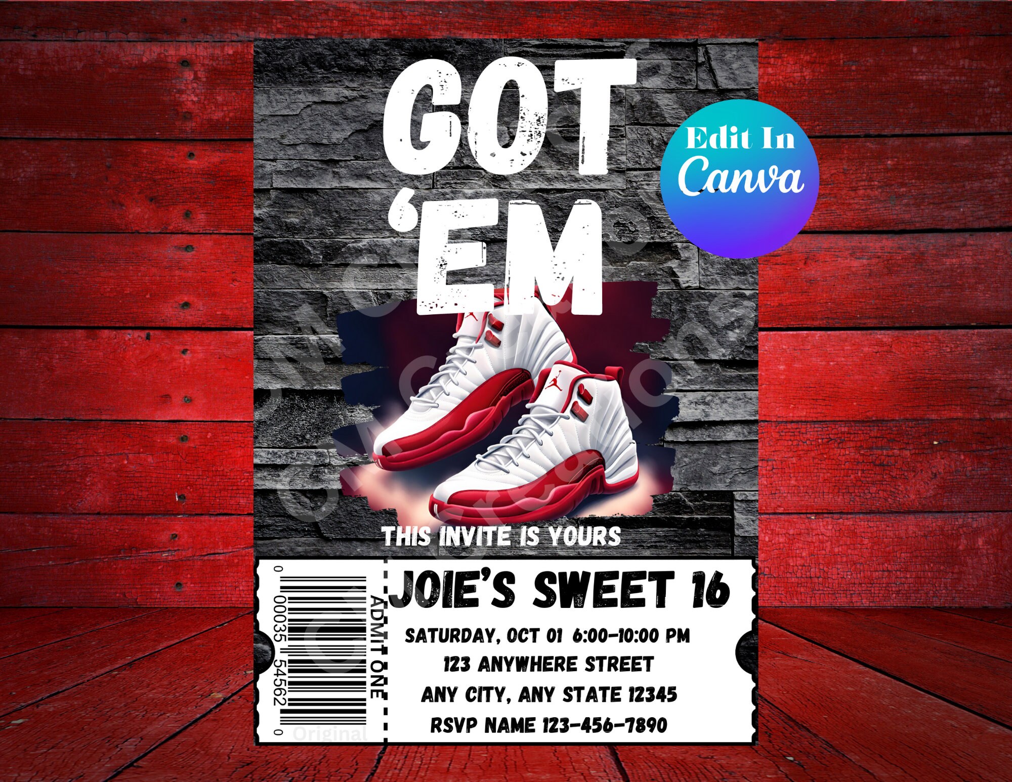 Editable Sneaker Birthday Invitation - Etsy