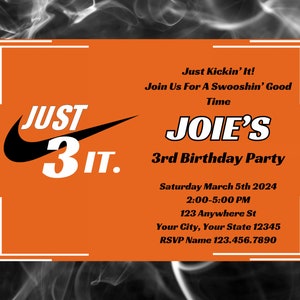 Nike Inspired Invitation Template - Etsy
