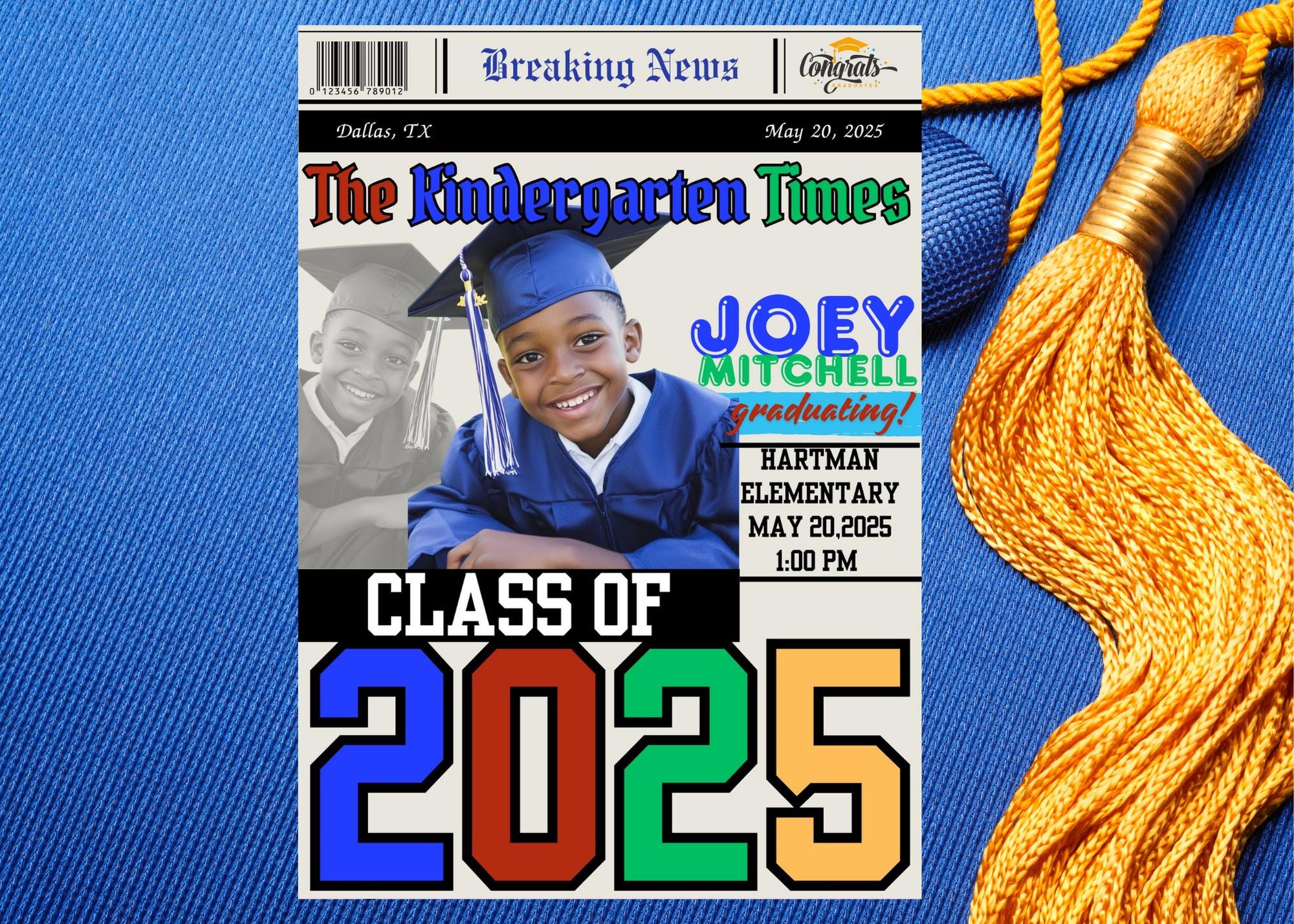 Editable Kindergarten Graduation Template | 5x7 Pre-k Graduation ...