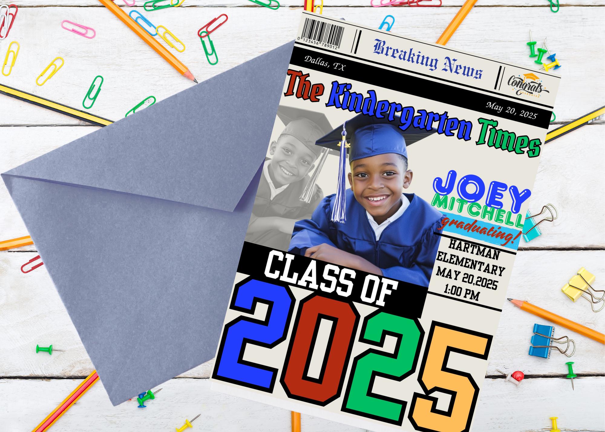 Editable Kindergarten Graduation Template | 5x7 Pre-k Graduation ...