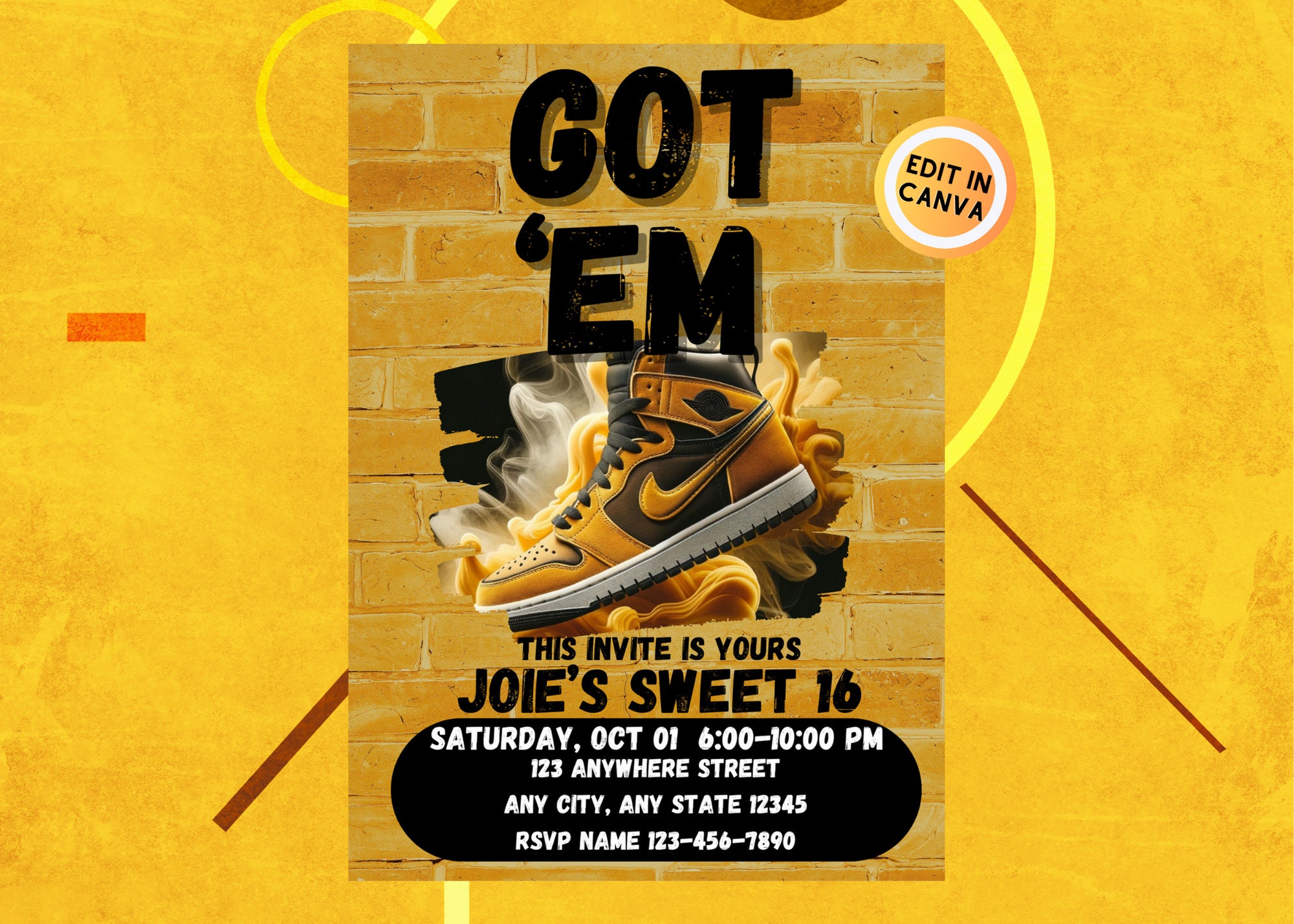 Editable Sneaker Birthday Invitation - Etsy