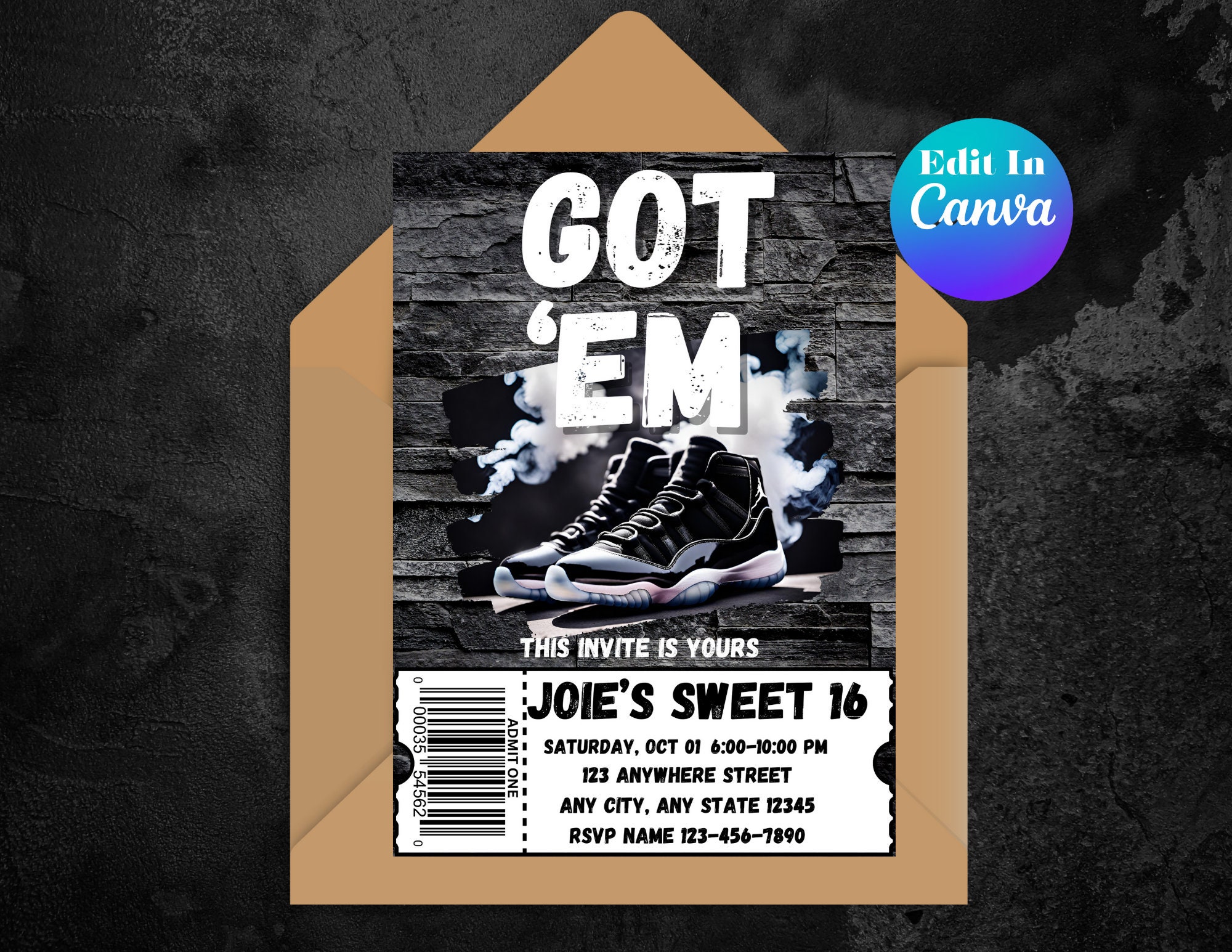 Editable Sneaker Invitation - Etsy