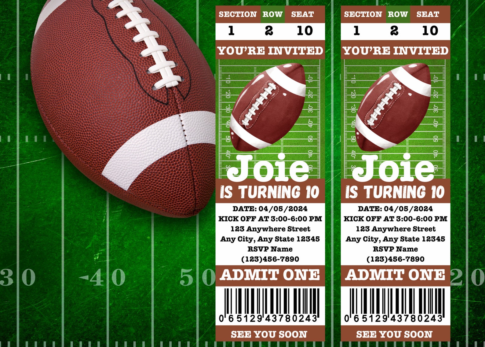 Football Ticket Invitation Electronic Invite - Etsy