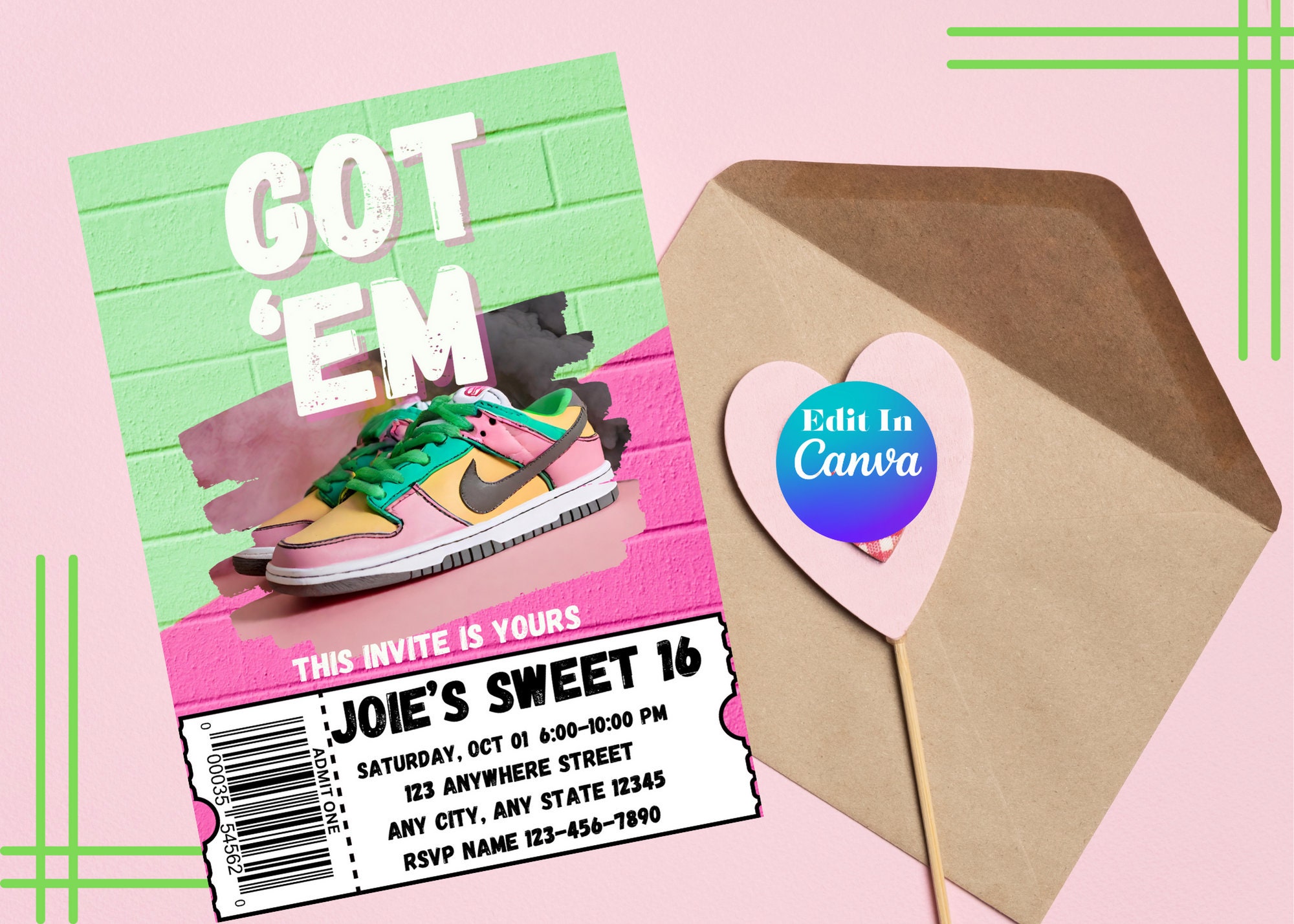 Editable Sneaker Birthday Invitation - Etsy