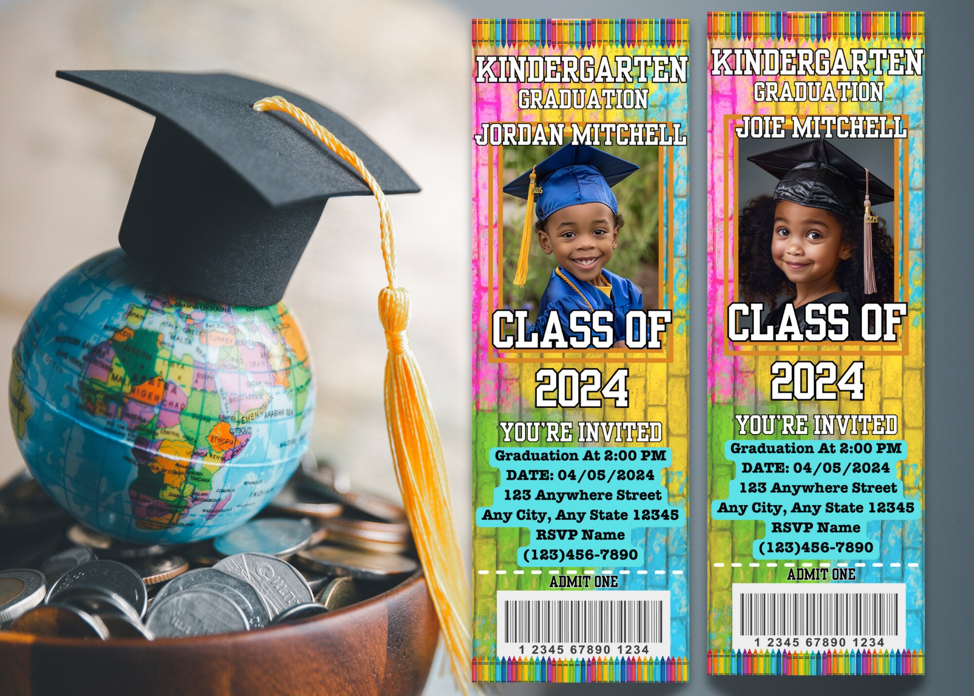 Editable Kindergarten Graduation Ceremony Ticket Edit in Canva - Etsy