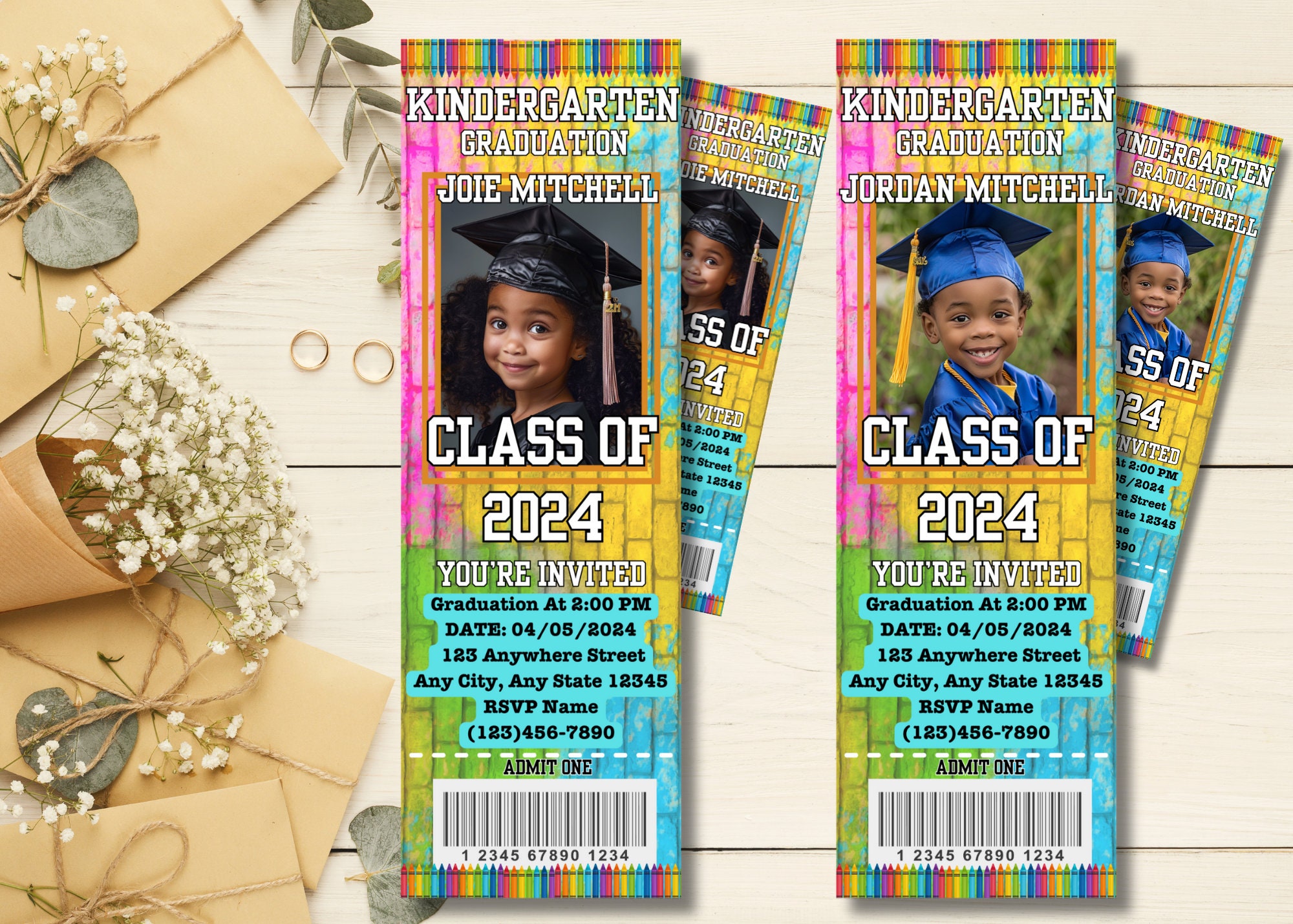 Editable Kindergarten Graduation Ceremony Ticket Edit in Canva - Etsy