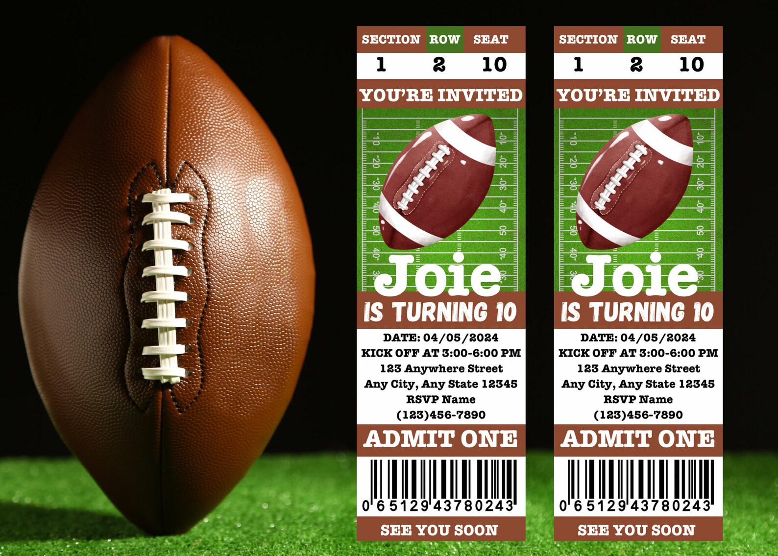 Football Ticket Invitation Electronic Invite - Etsy