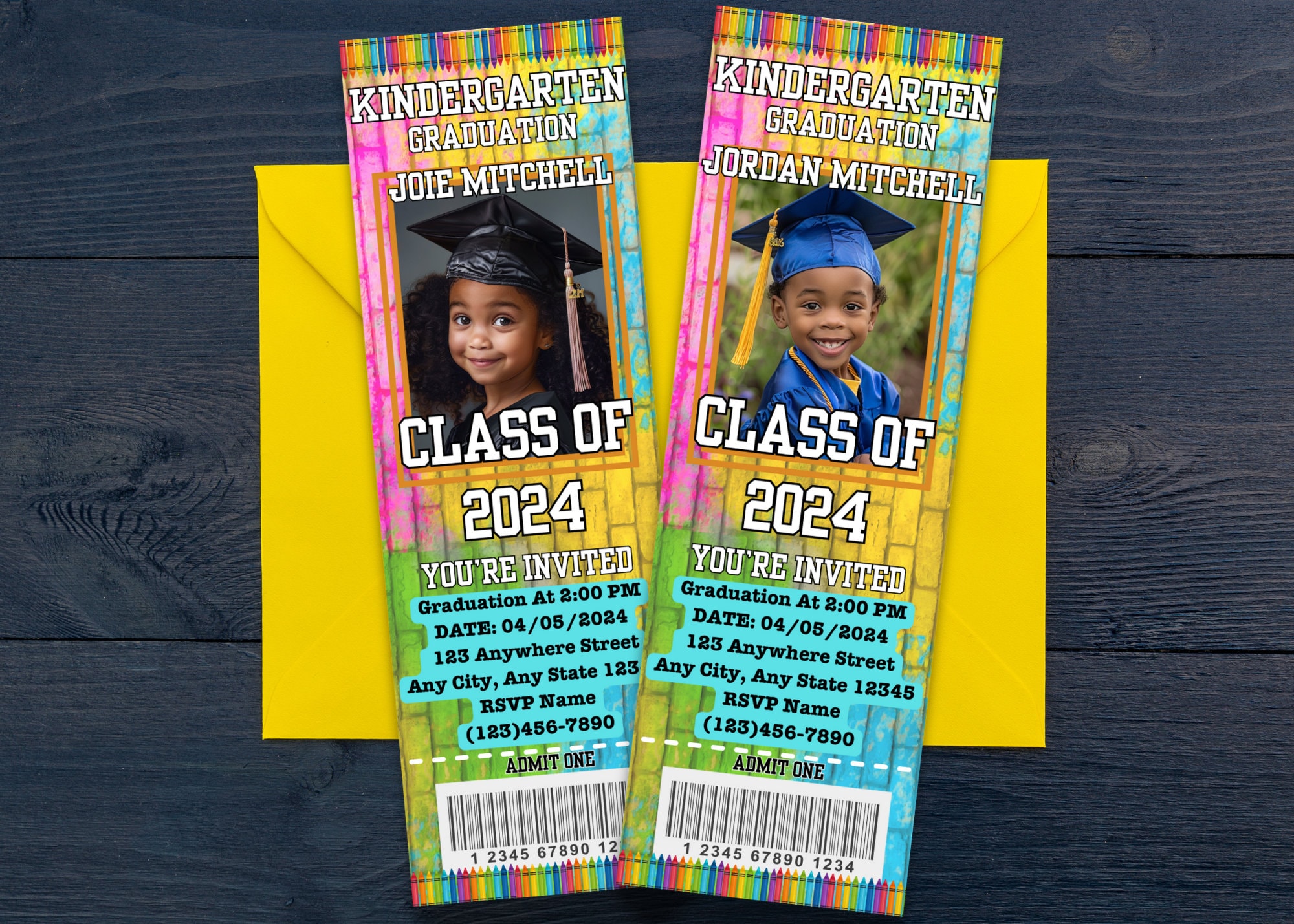 Editable Kindergarten Graduation Ceremony Ticket Edit in Canva - Etsy