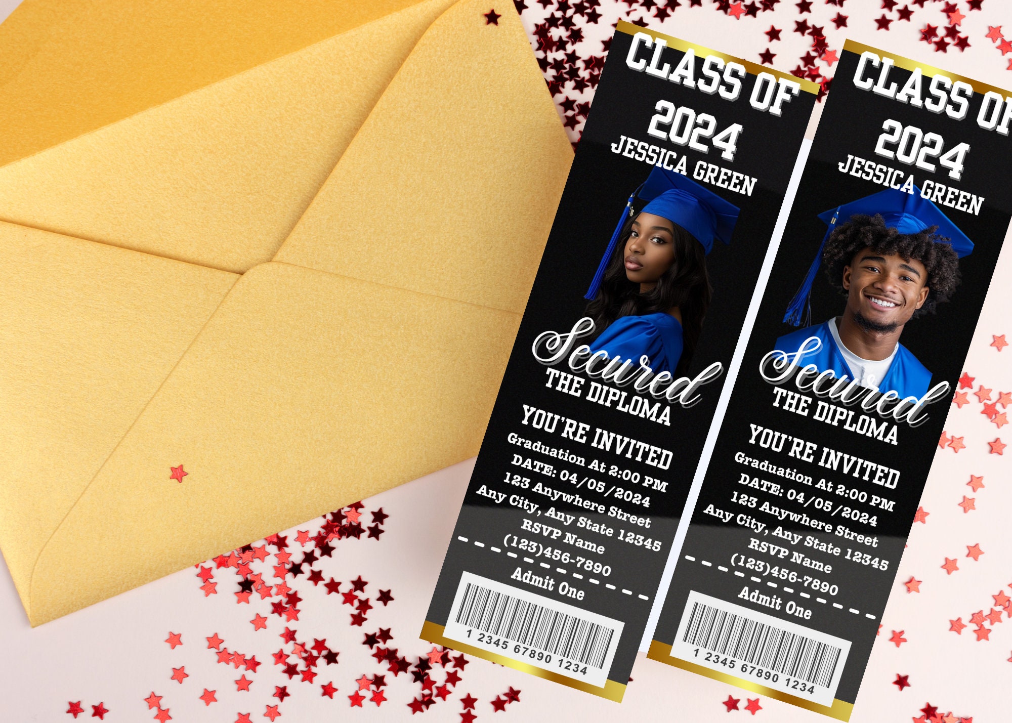 Editable Graduation Ceremony Ticket Edit in Canva - Etsy