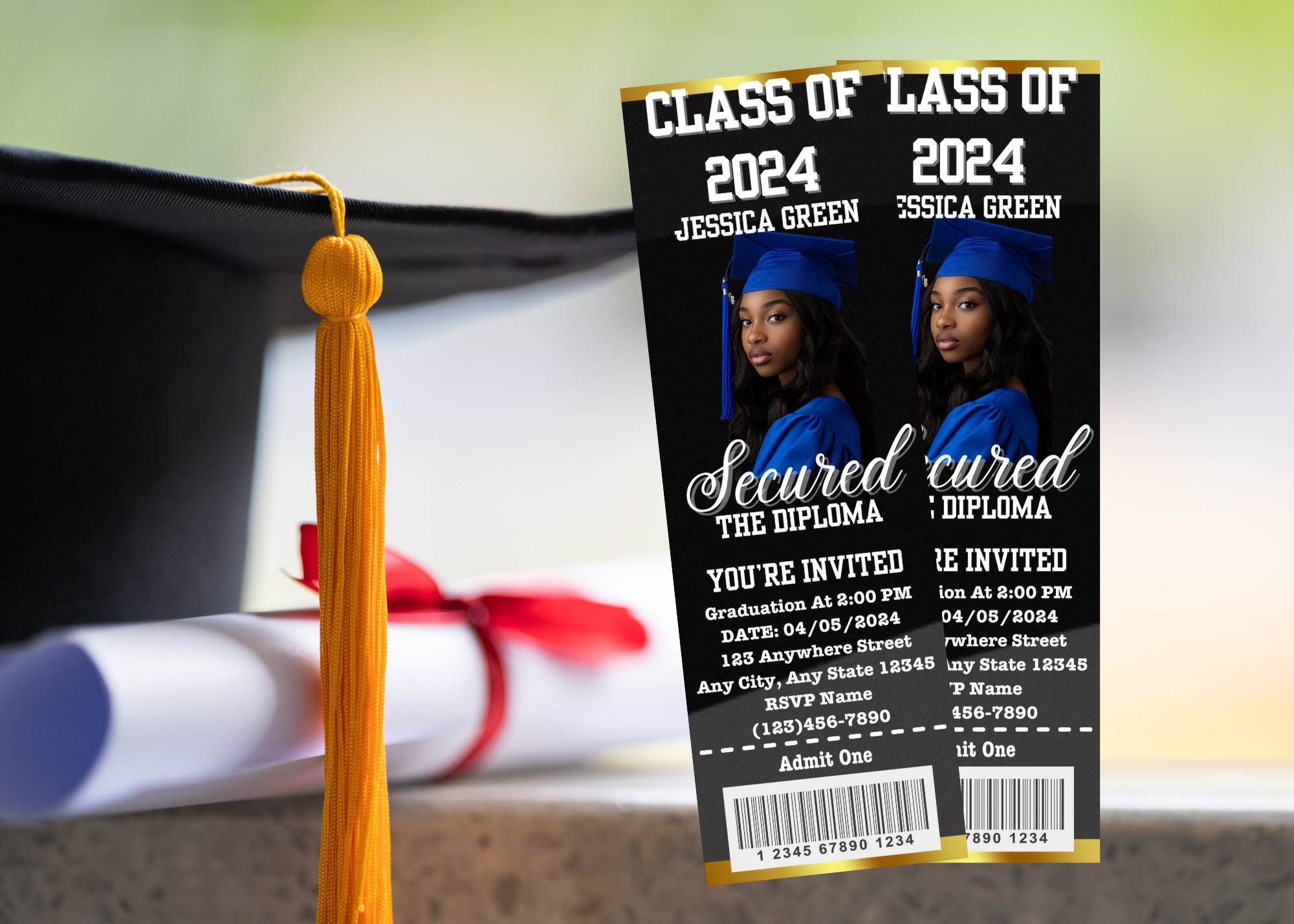 Editable Graduation Ceremony Ticket Edit in Canva - Etsy