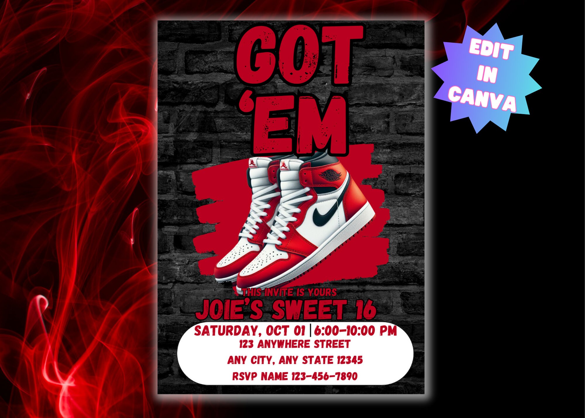 Editable Sneaker Birthday Invitation - Etsy