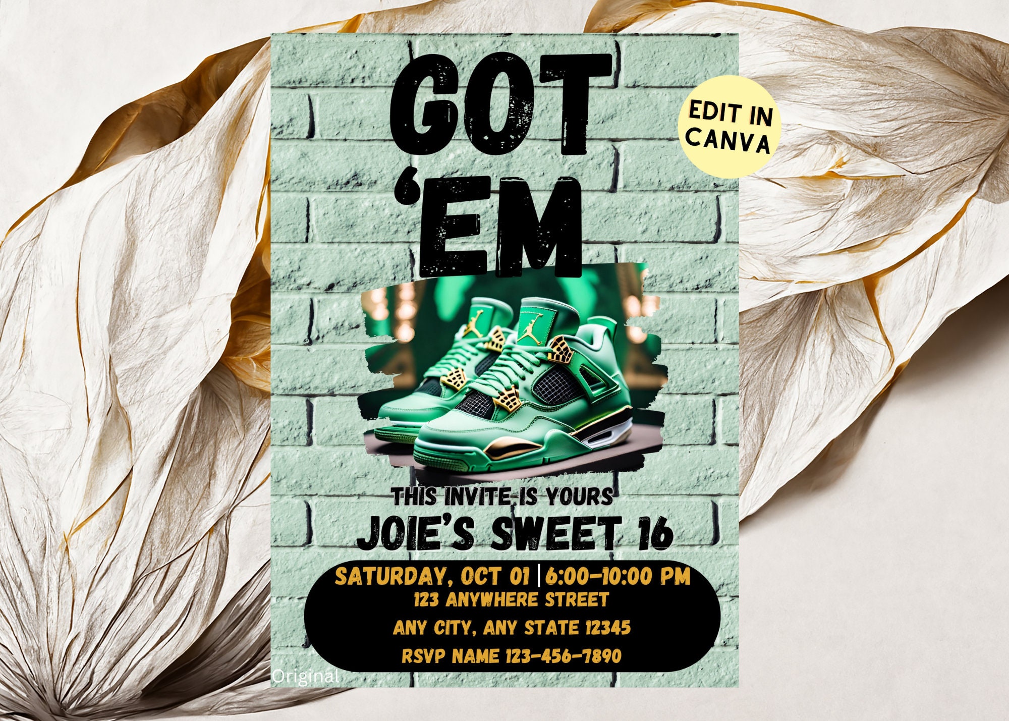Editable Sneaker Birthday Invitation - Etsy