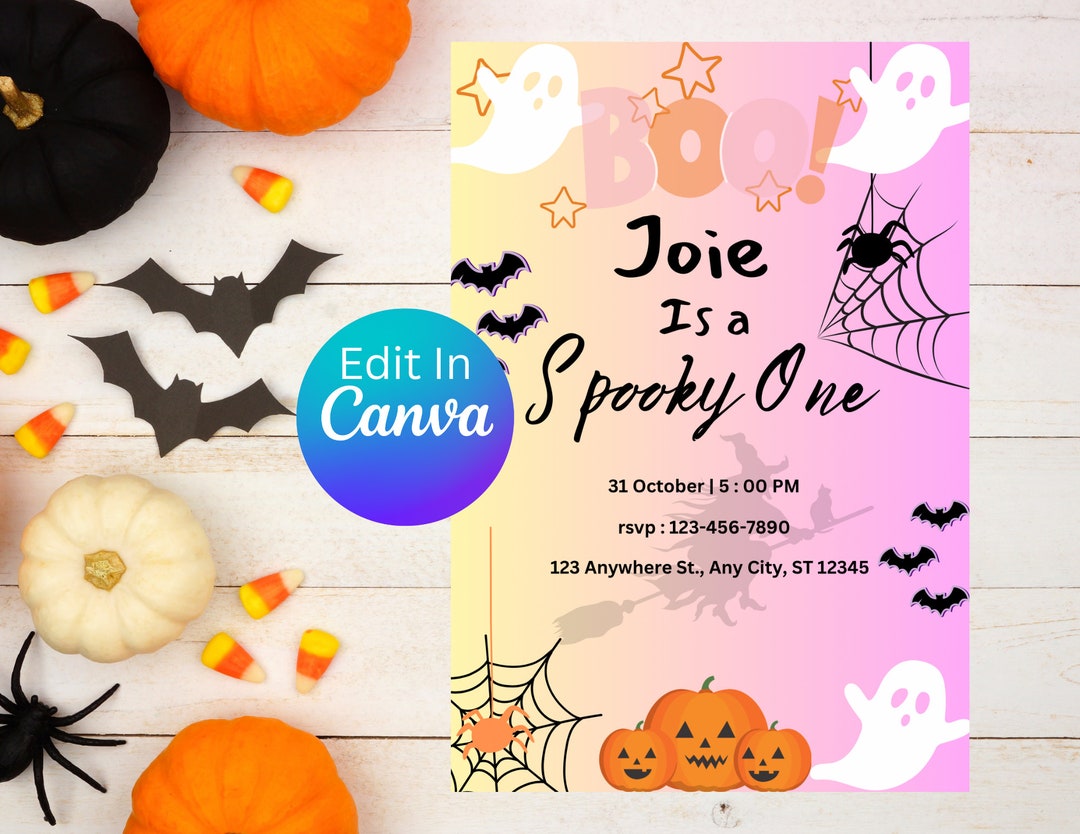 1st Birthday Halloween Editable Template - Etsy