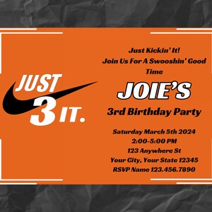 Nike Inspired Invitation Template - Etsy