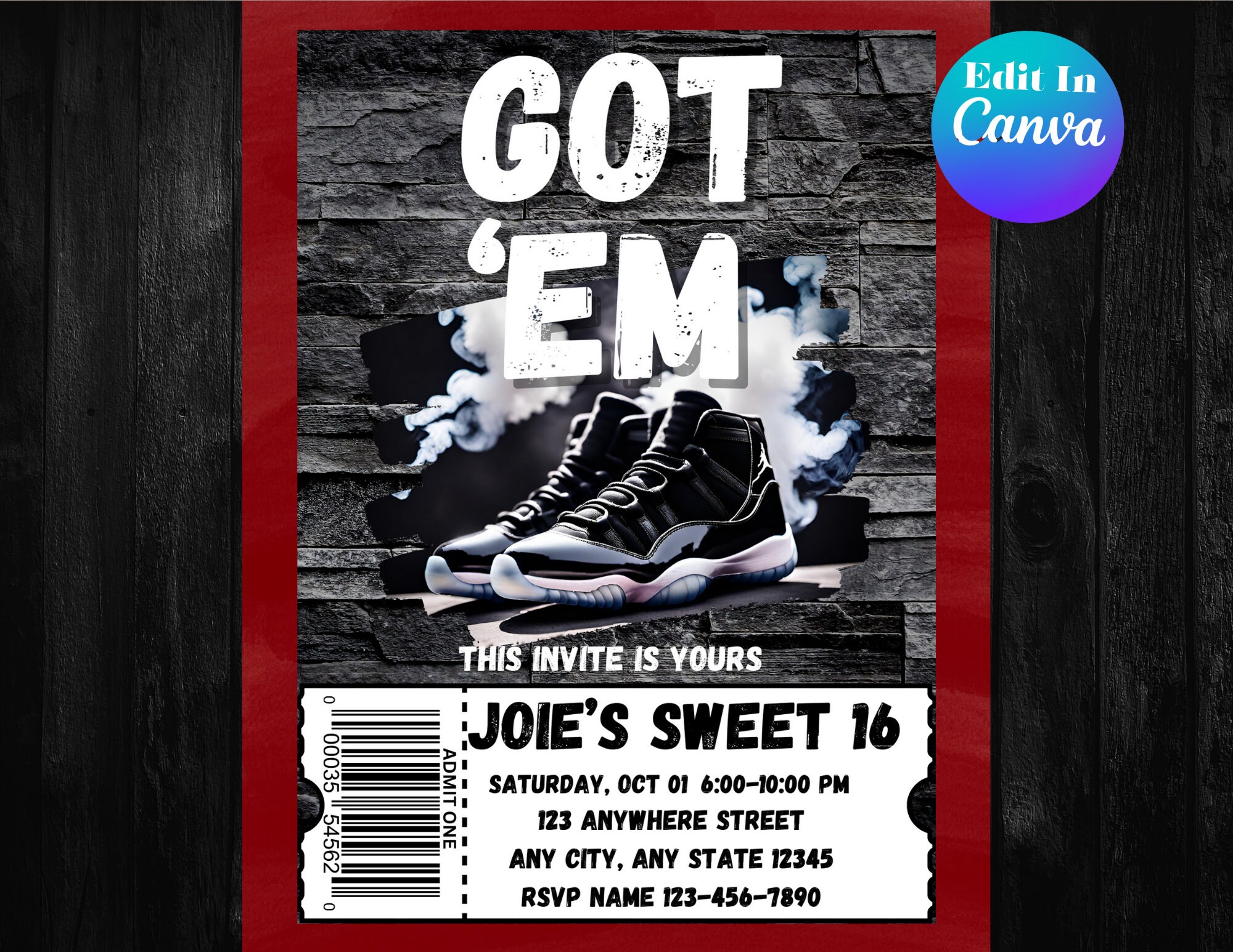 Editable Sneaker Invitation - Etsy