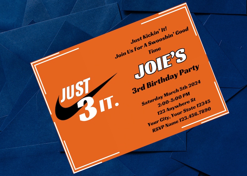 Nike Inspired Invitation Template - Etsy