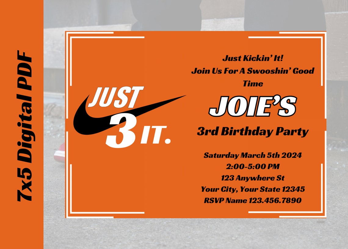 Nike Inspired Invitation Template - Etsy